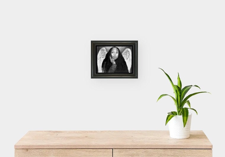 Digital Download Print of Graphite Black Angel Drawing, Christian Art ...