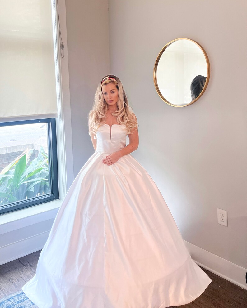 A-line Bridal Gown Split Dress With Long Beautiful Train, Elegant ...