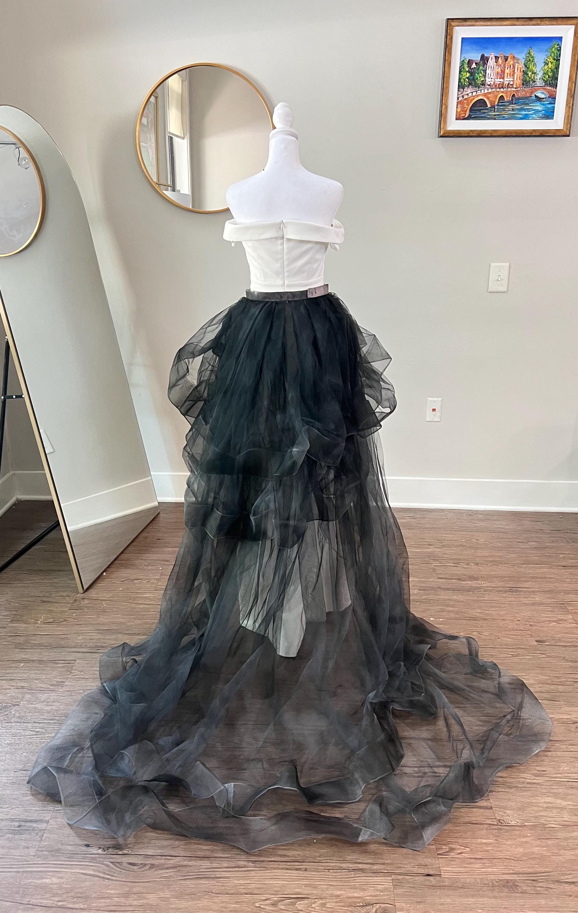 Black Tulle Detachable Wedding Train, Gothic Wedding Skirt, Anti-bride ...