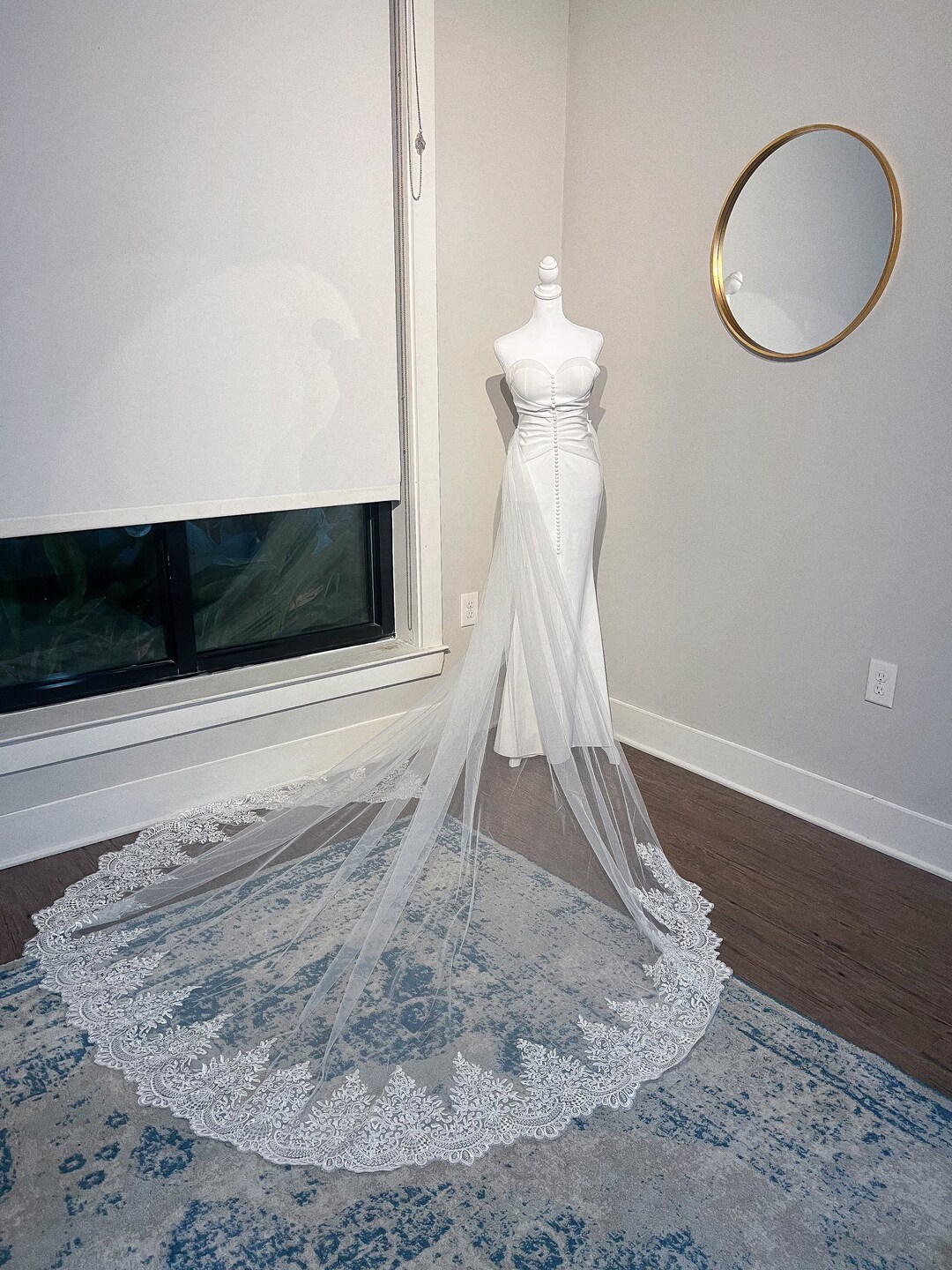 One Layer Lace Embroidered Tulle Detachable Wedding Train, Wedding ...