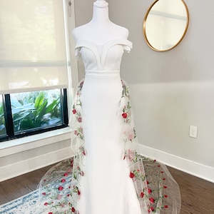 Roses Embroidered Tulle Detachable Wedding Train (with/without Bow ...