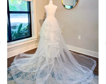 Scallop Lace Embrodiered Trim Tulle Detachable Wedding Train, Beltless ...
