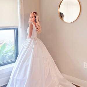 A-line Bridal Gown Split Dress With Long Beautiful Train, Elegant ...