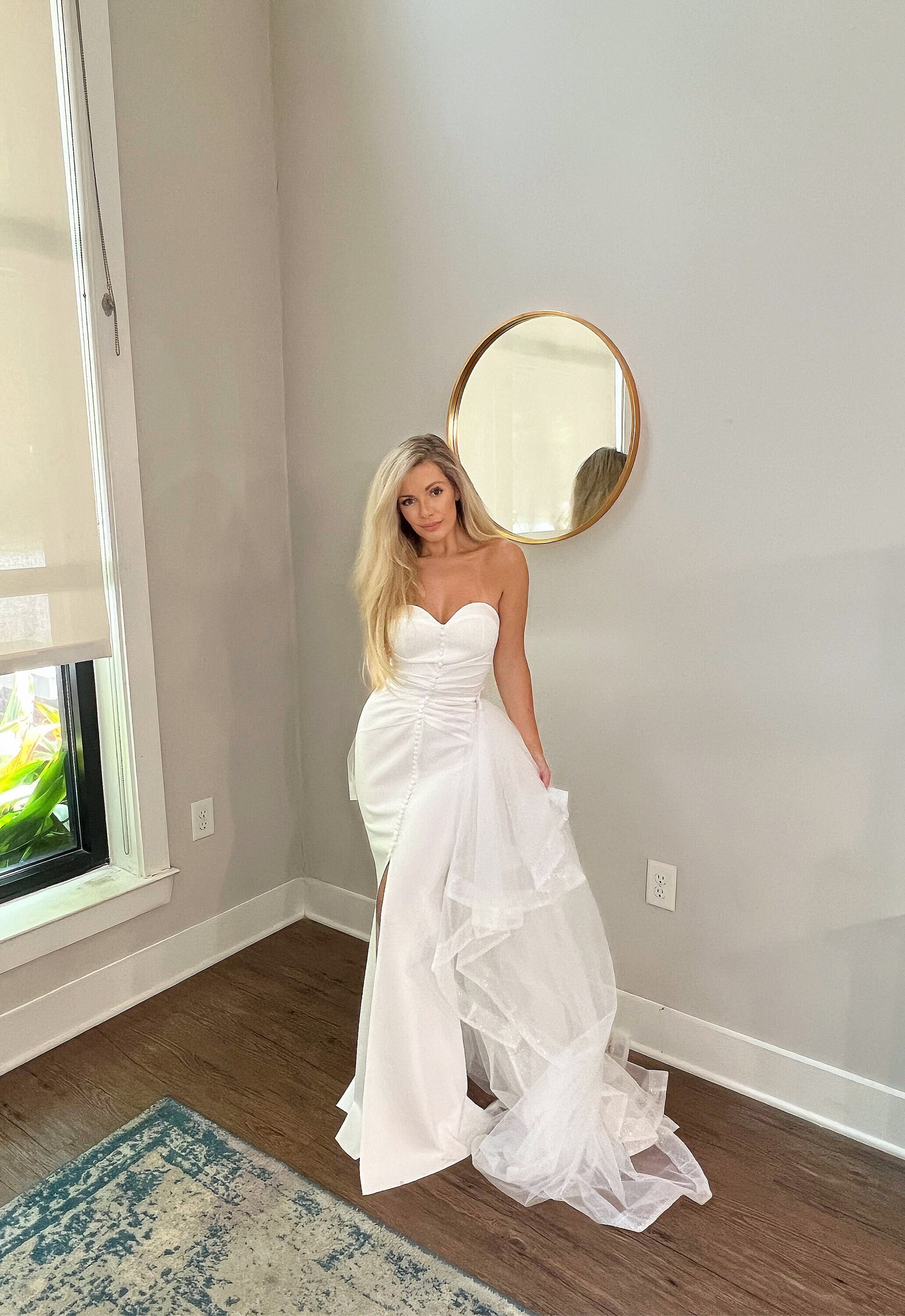 Tiered Ruffled Detach Train With Glimmering Accents at the Hem, Open ...