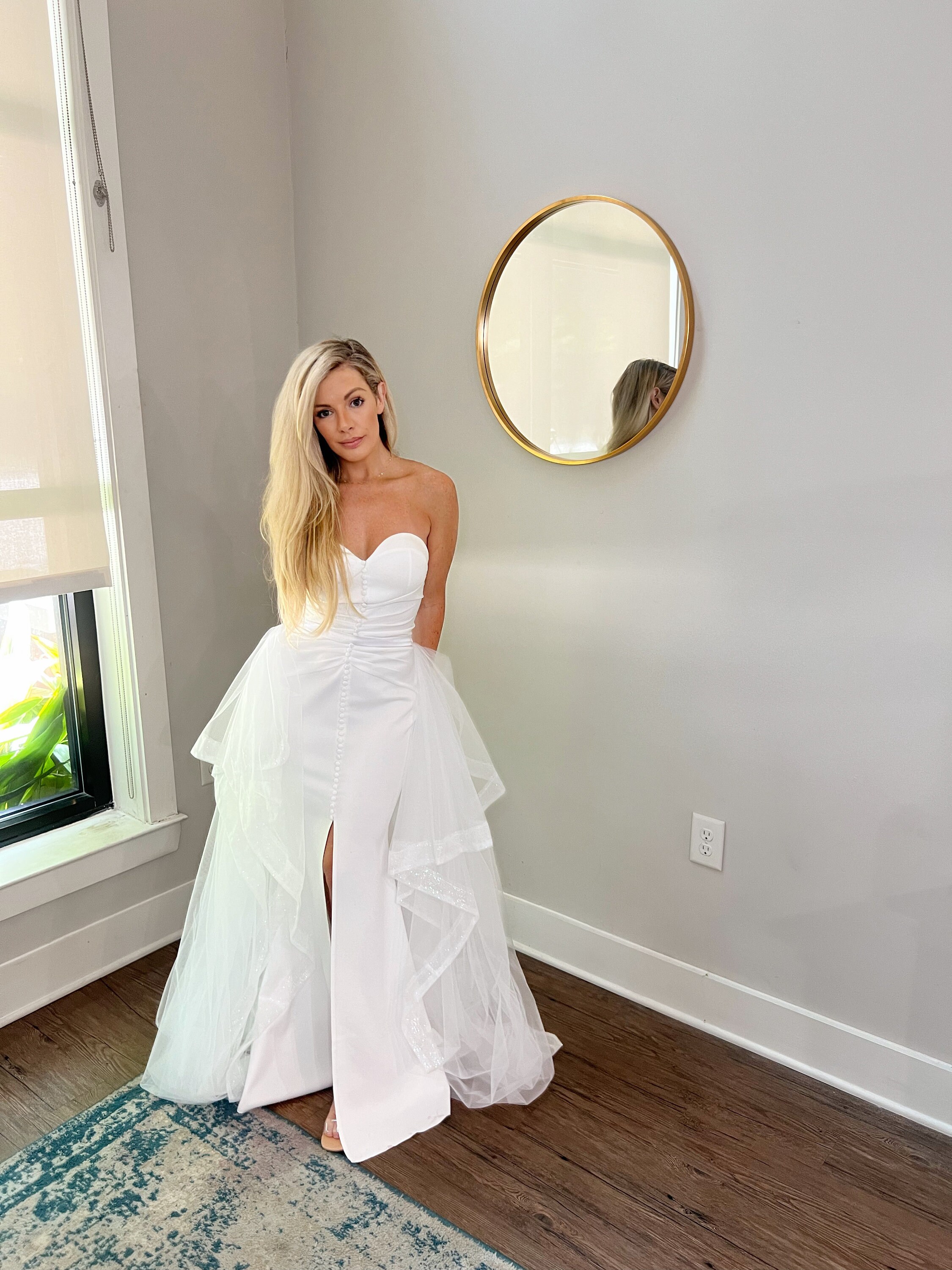 Tiered Ruffled Detach Train With Glimmering Accents at the Hem, Open ...