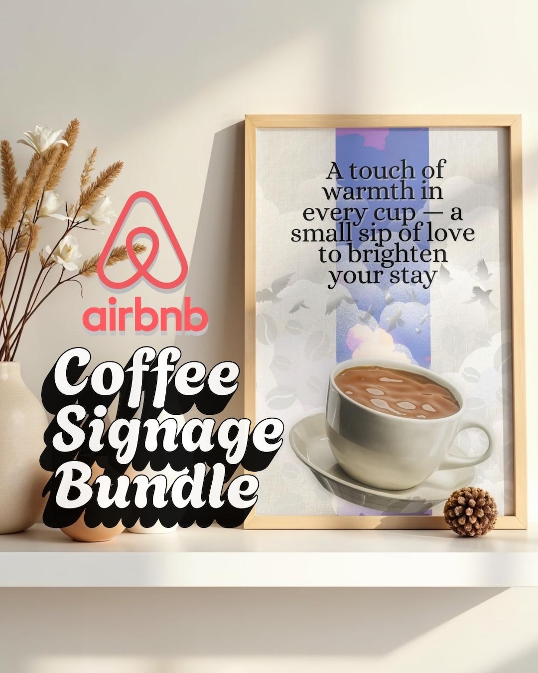 Cloud Dancer Airbnb Guest Coffee Welcome Sign, Personalized Editable ...