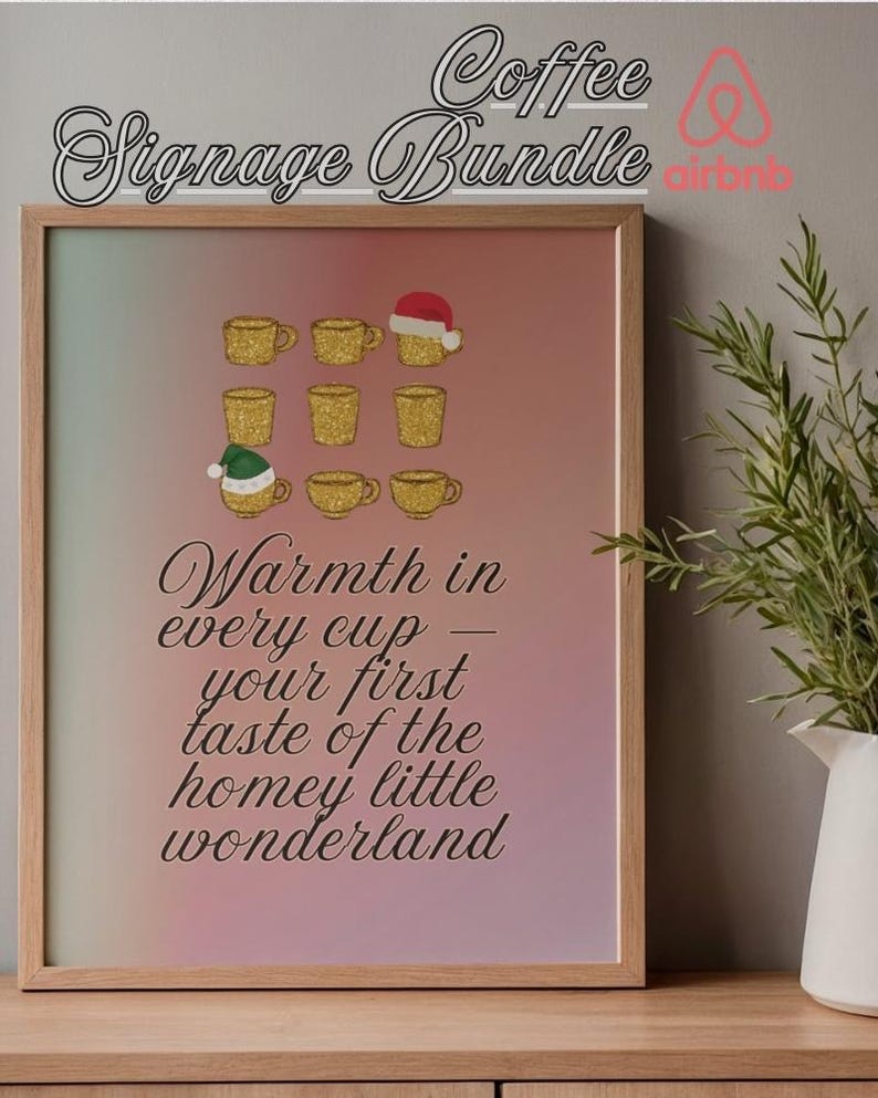 Christmas Coffee Bar Signage Bundle, Airbnb Guest Welcome (printable ...