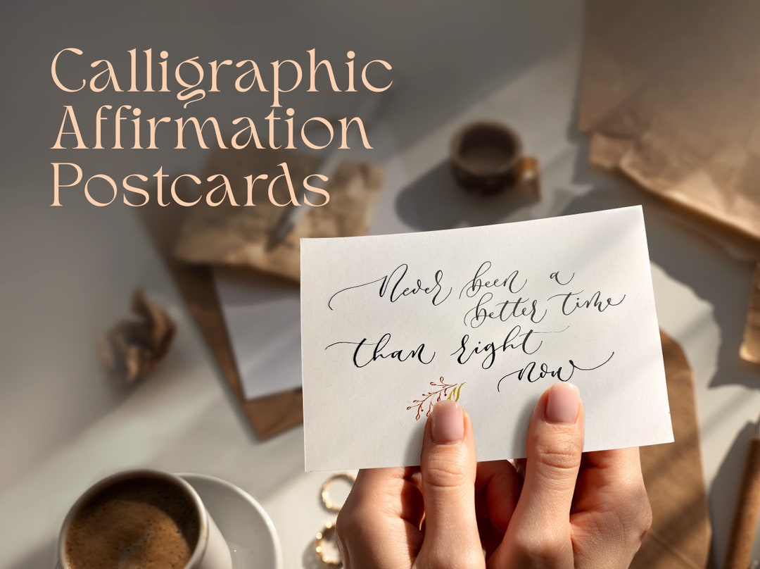 Handwritten Affirmation Postcards Bundle Calligraphic Inspirational ...