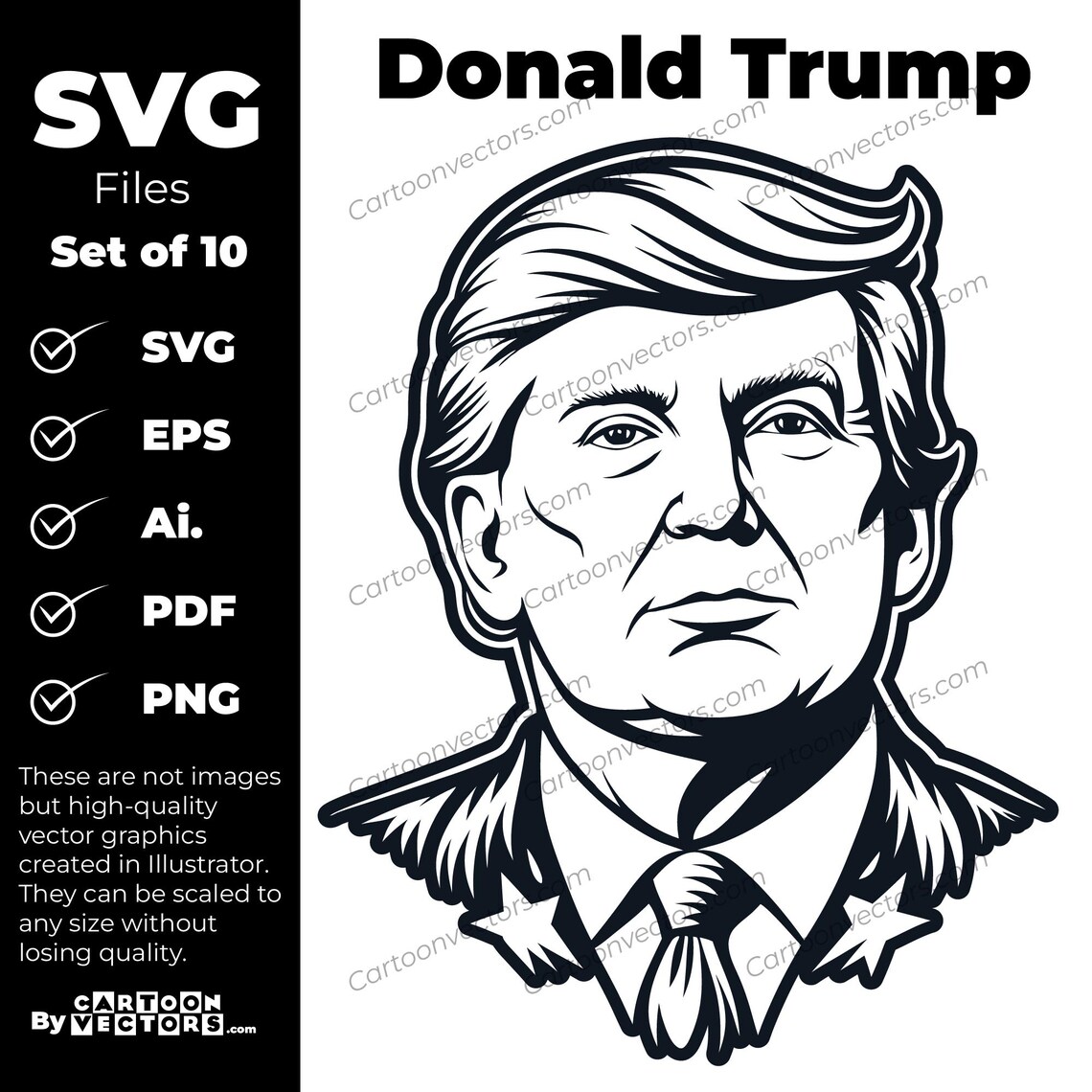 Donald Trump SVG Bundle 10 Designs Vector Files for Cricut, Silhouette ...