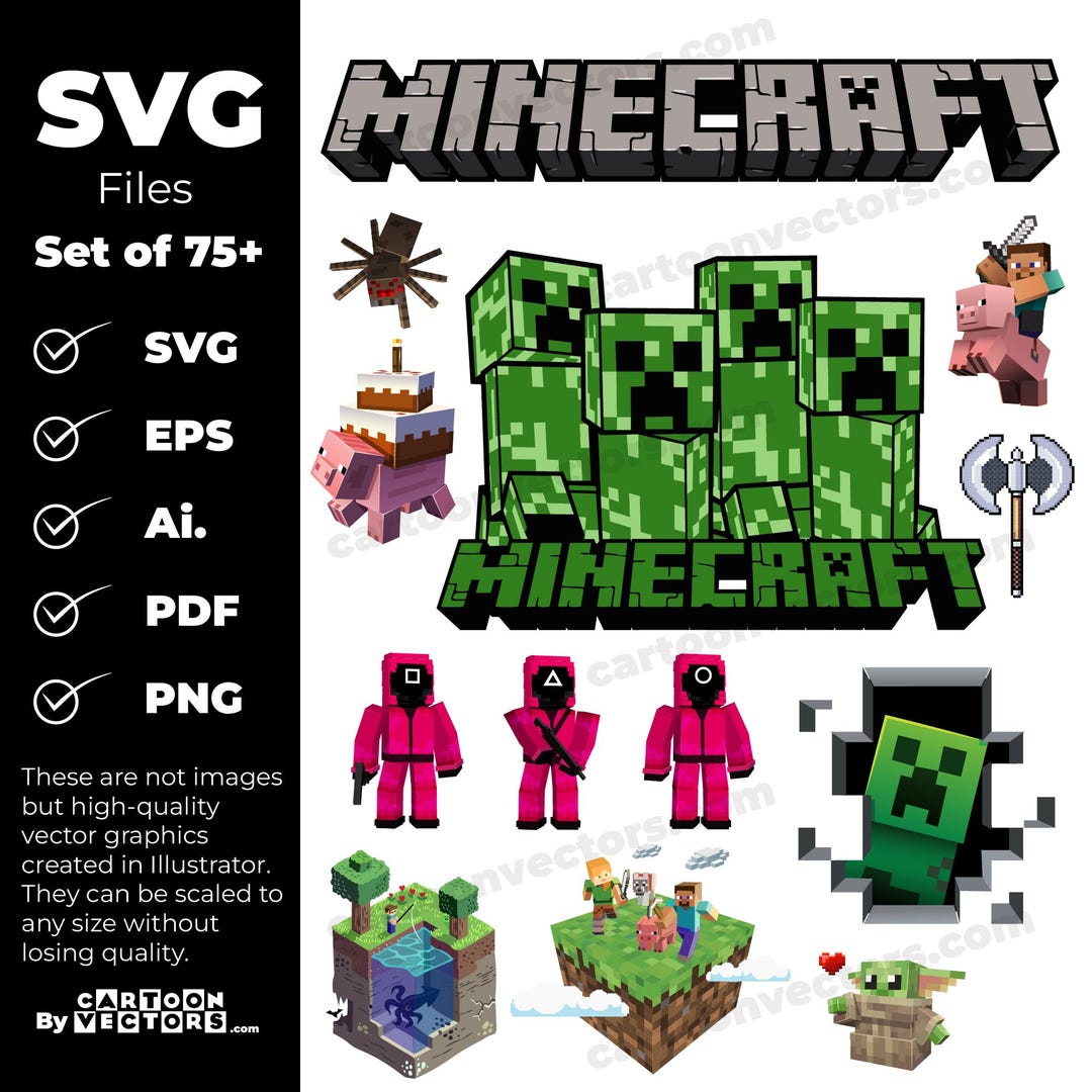 Minecraft SVG Bundle – 75+ Designs | Digital Fan Art for Cricut ...