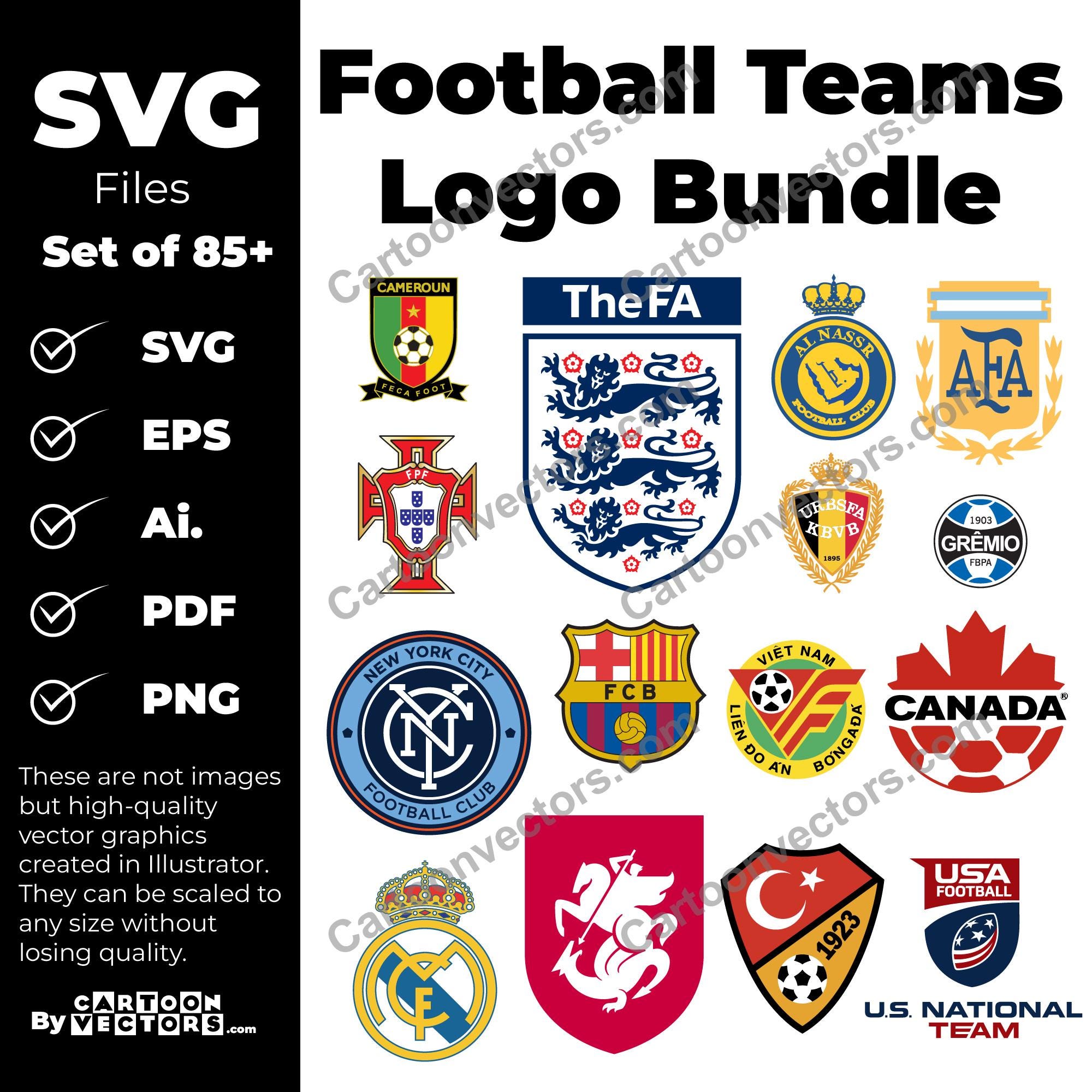 Football Teams Logo Bundle SVG – Digital Sports Logo Collection for ...