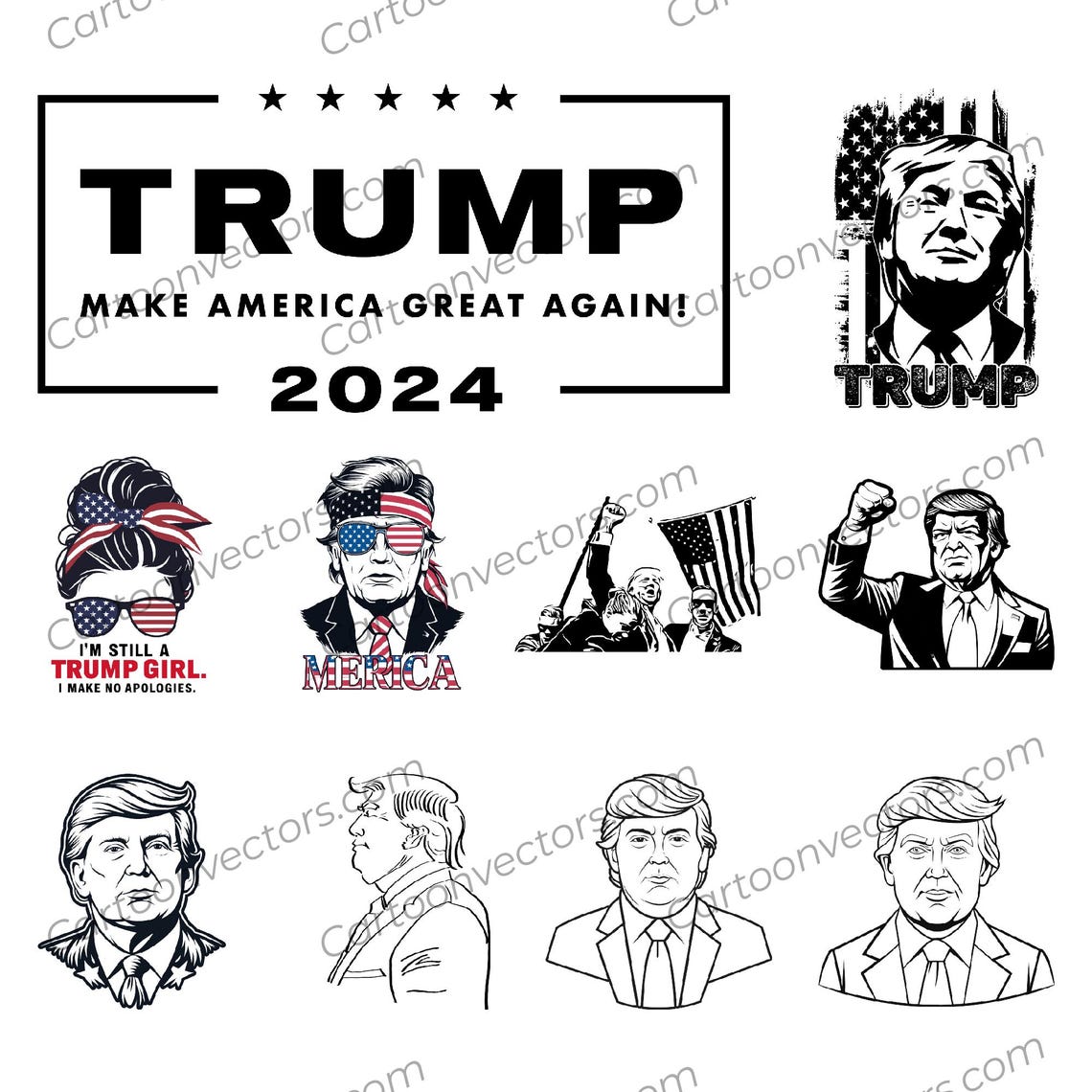 Donald Trump SVG Bundle 10 Designs Vector Files for Cricut, Silhouette ...