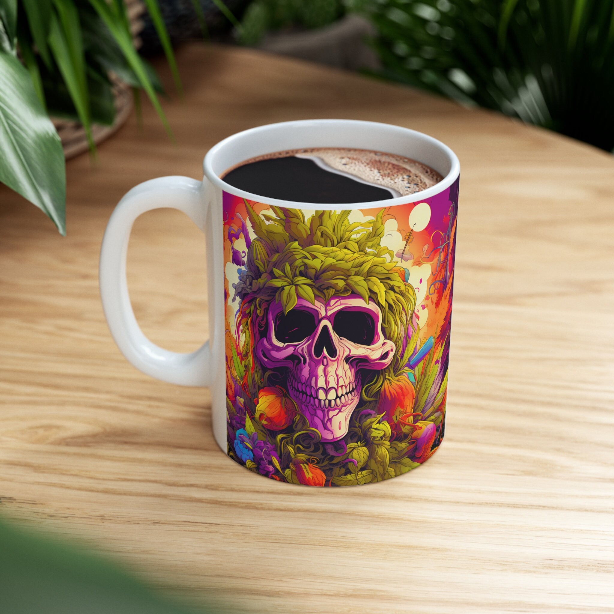 Ganja Skull Mug, Marijuana Skull Coffee Mug Gift, Cannabis Ceramic Gift ...