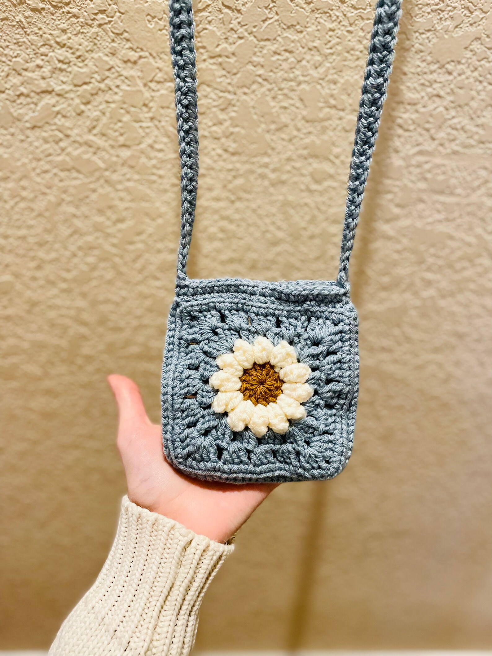 Daisy Crochet Purse Pattern Sunflower Bag With Strap Granny Square ...