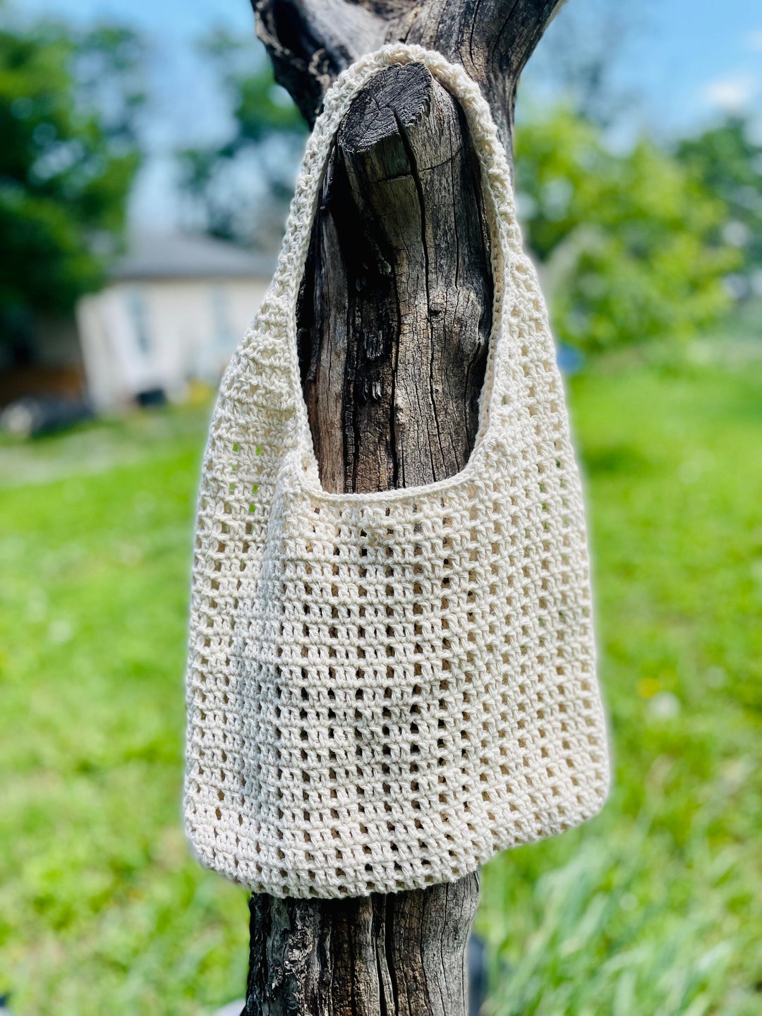 Simple Single Handle Mesh Crochet Bag Pattern PDF Digital Download ...