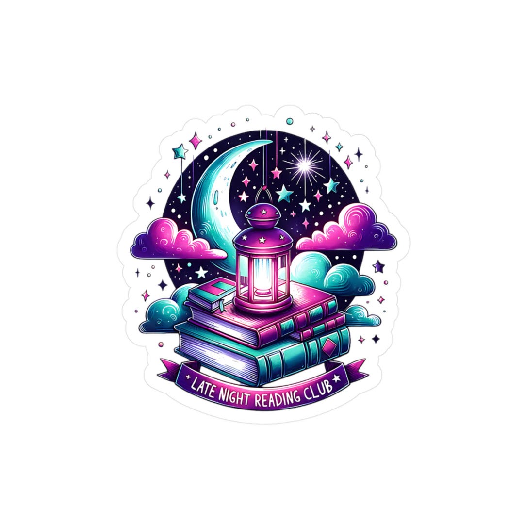Night Reader Vinyl Decals, Whimsical Reading Stickers, Book Lover Gifts ...