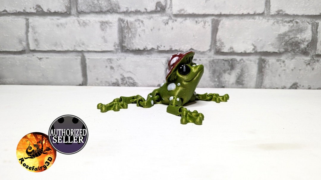 Movable Frog With Fly Agaric Hat, Hand-painted as Decoration, Desk Toy ...