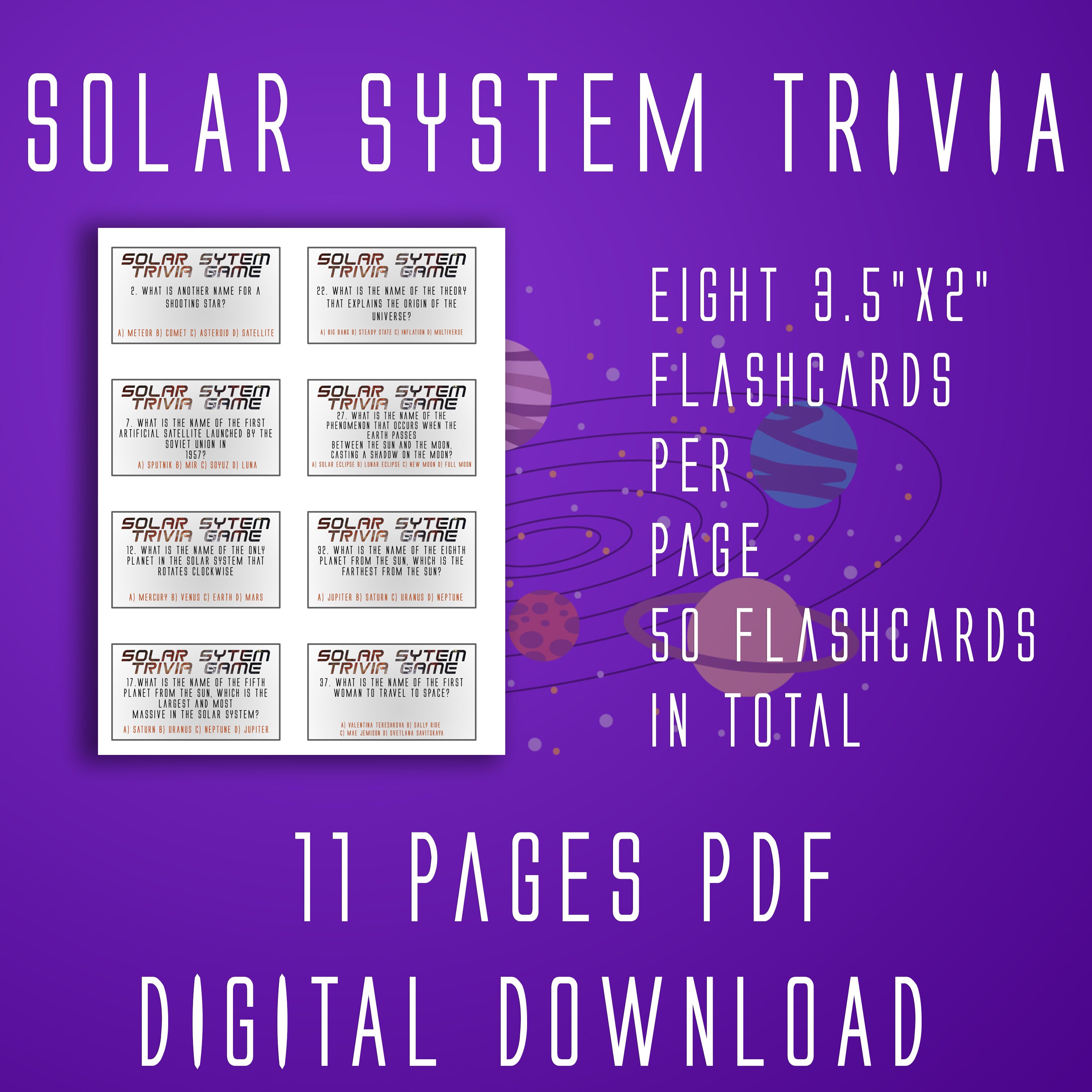Solar System Printable Trivia Game, Fun and Educational Space Quiz ...