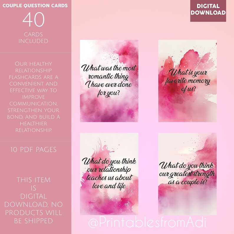 Couple Question Cards - Couple Conversation Questions - Relationship ...