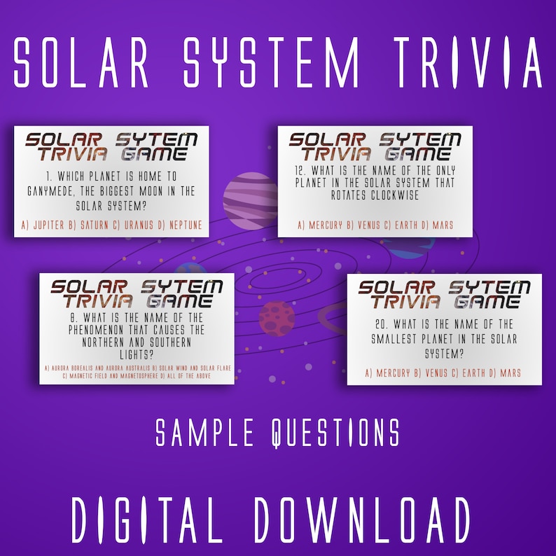 Solar System Printable Trivia Game, Fun and Educational Space Quiz ...