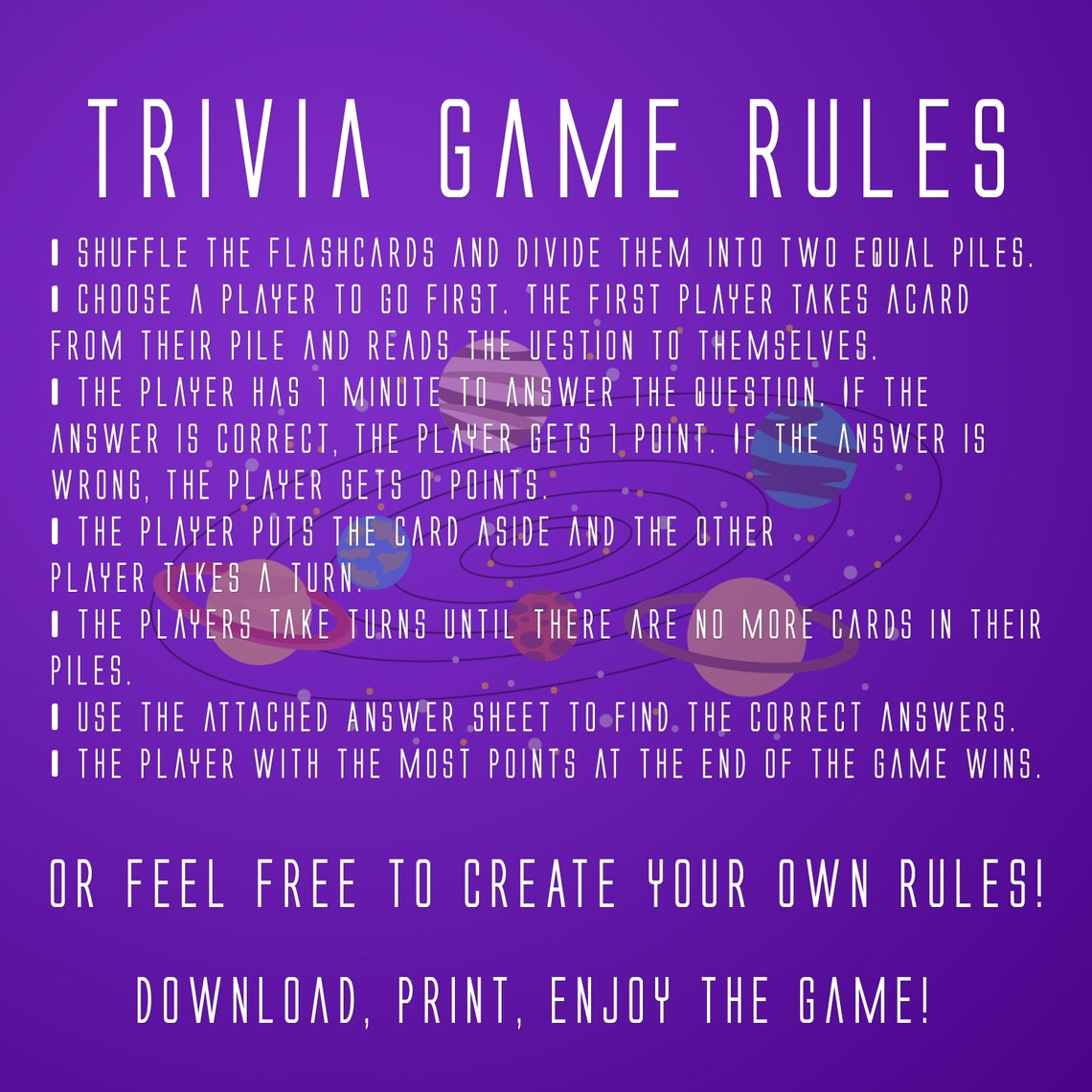 Solar System Trivia Game - Printable Space Quiz for Kids & Adults ...