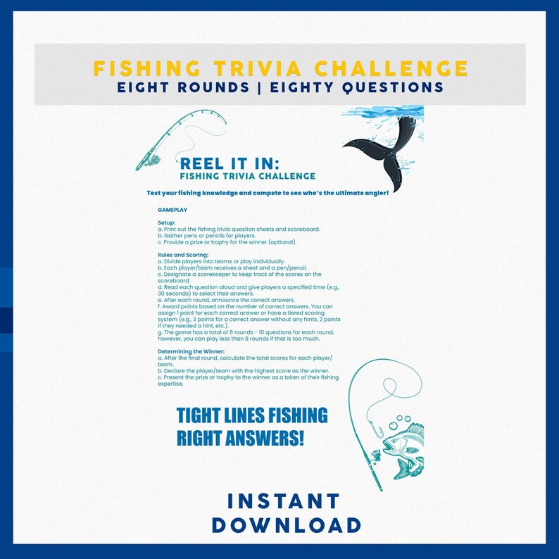 Fishing Trivia Game - Printable Fishing Quiz - Fun Outdoor Party Game ...