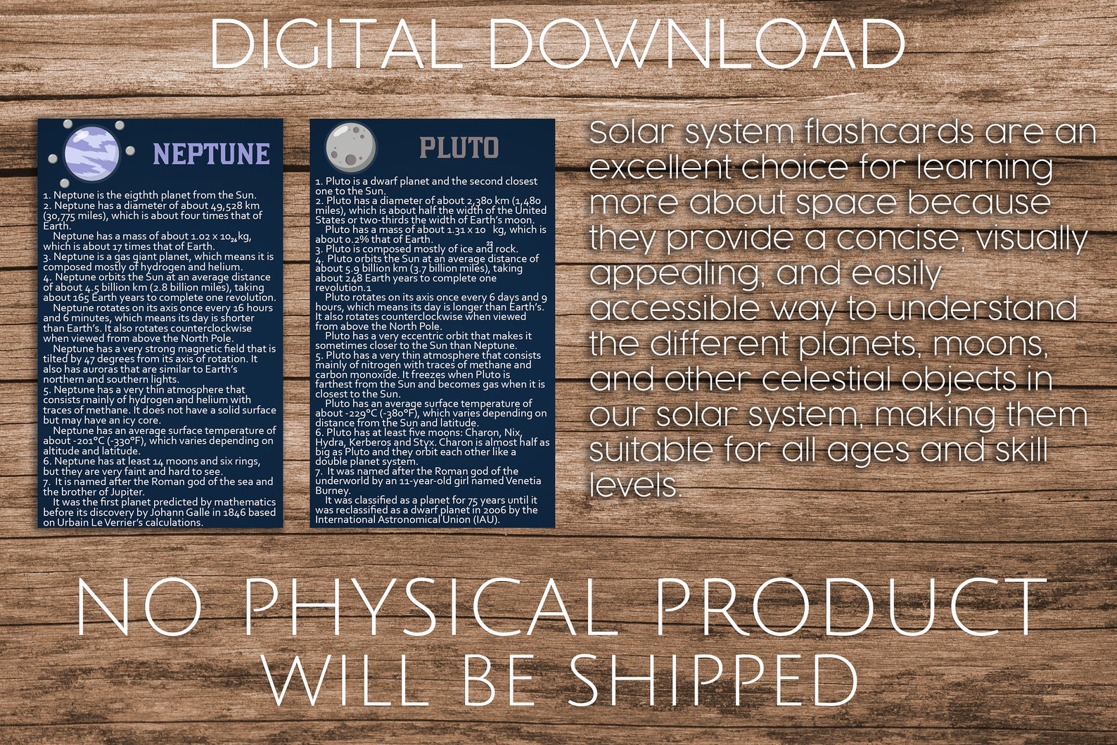 Solar System Educational Flashcards Printable Outerspace Planets and ...