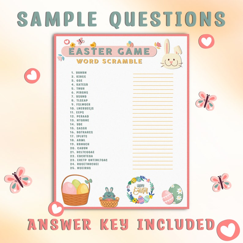 Easter Word Scramble Game, Printable Easter Games, Party Games, Easter ...