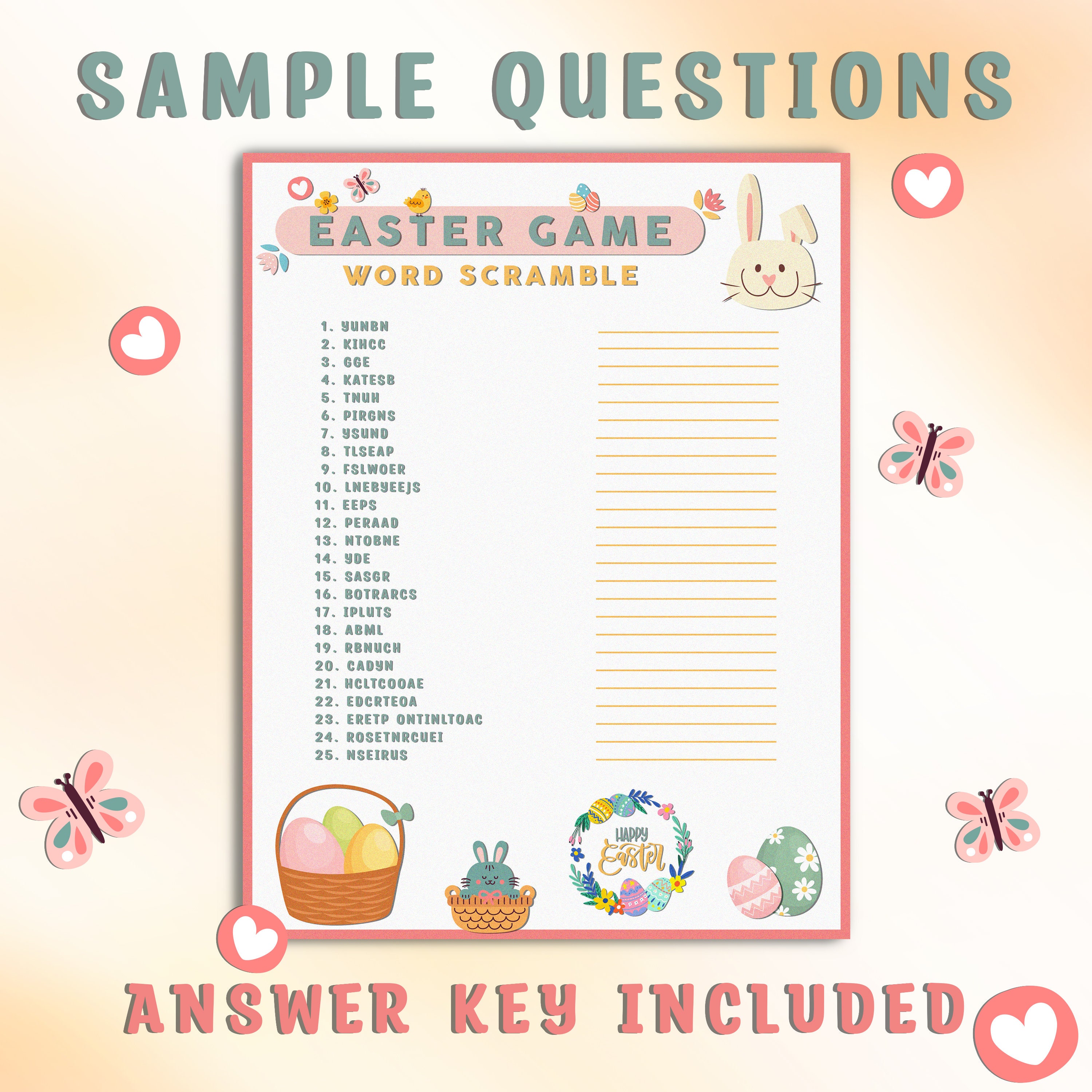 Easter Word Scramble Game, Printable Easter Games, Party Games, Easter ...