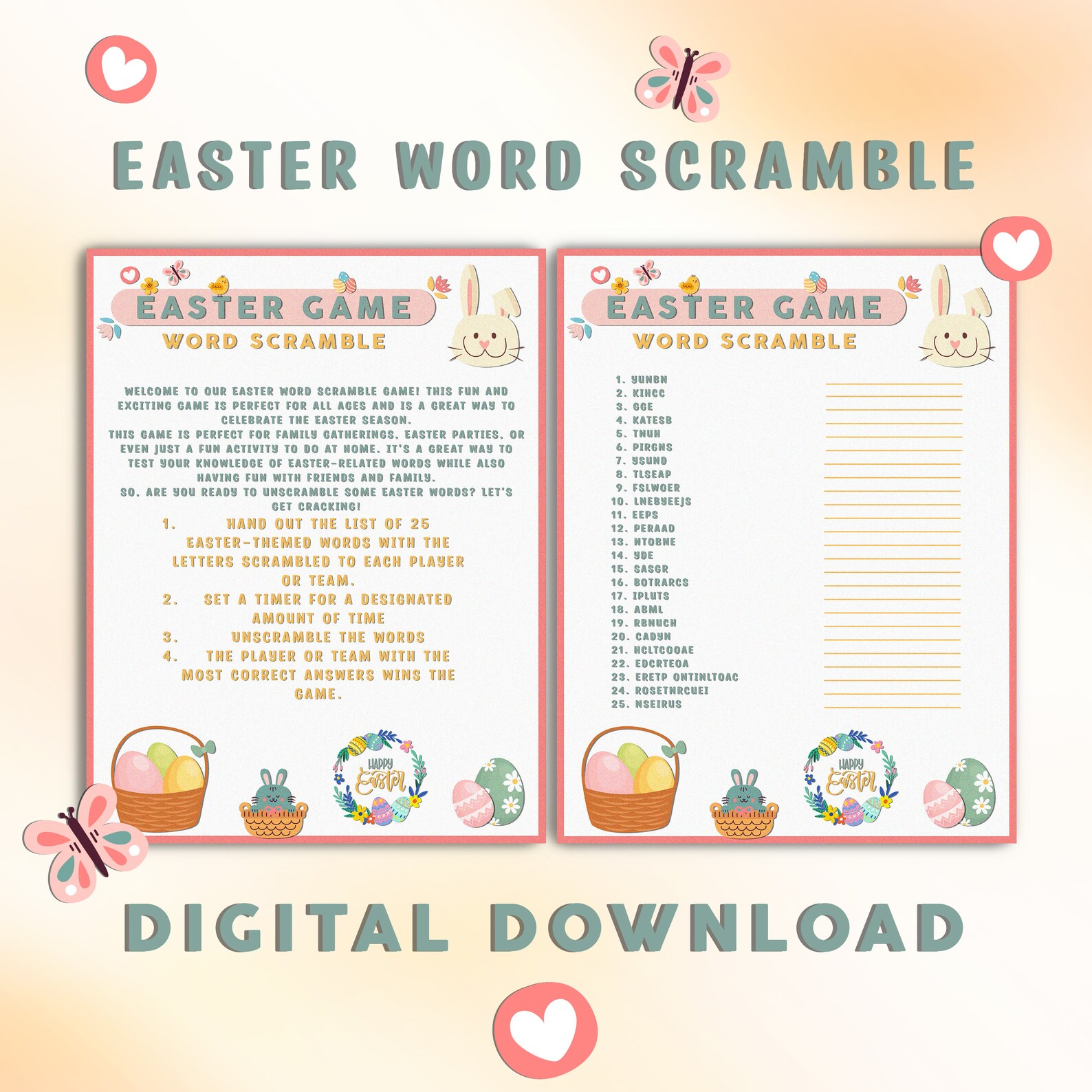 Easter Word Scramble Game Printable – Fun Easter Activity for Kids ...
