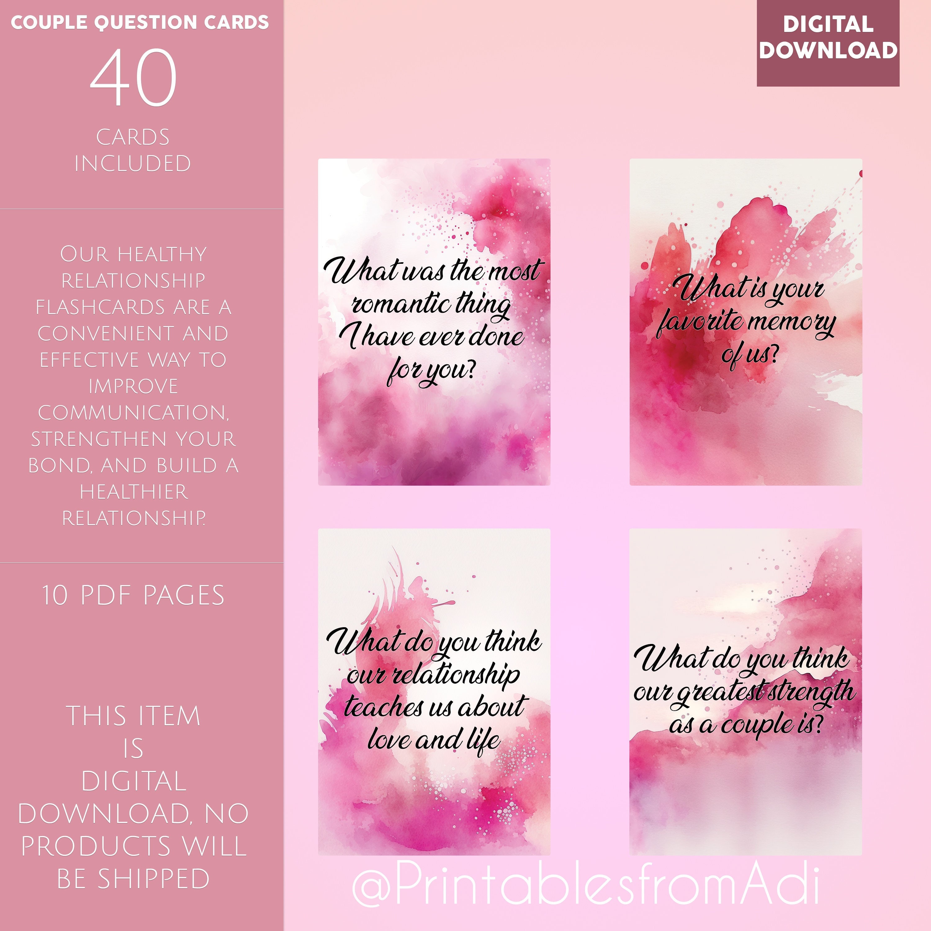 Couple Question Cards Couple Conversation Questions Relationship ...