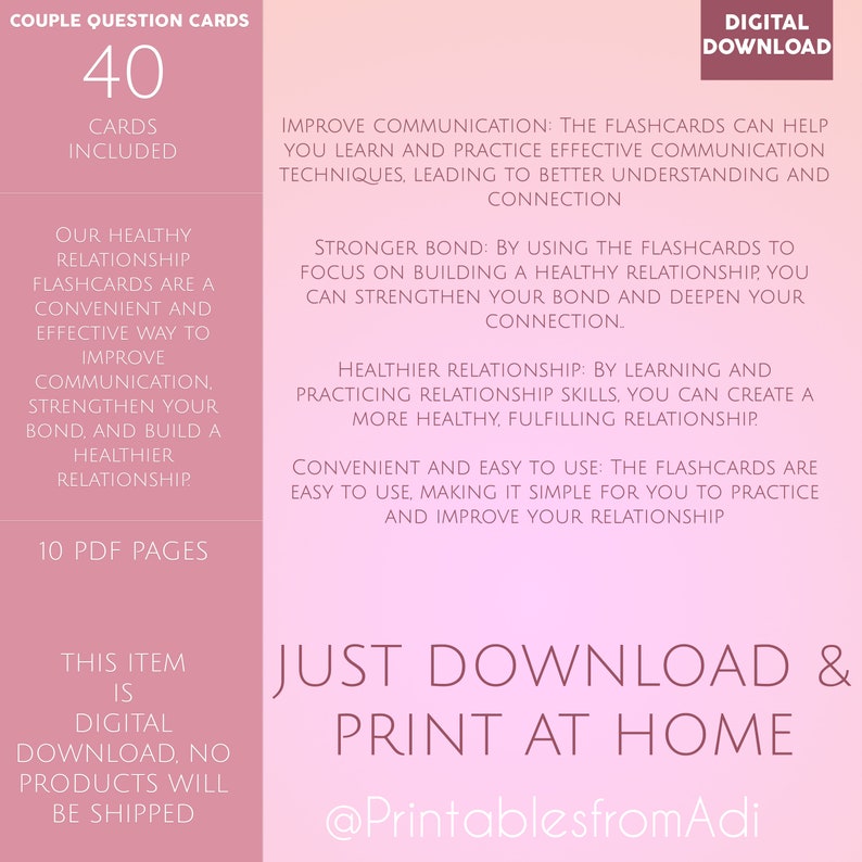 Couple Question Cards - Couple Conversation Questions - Relationship ...