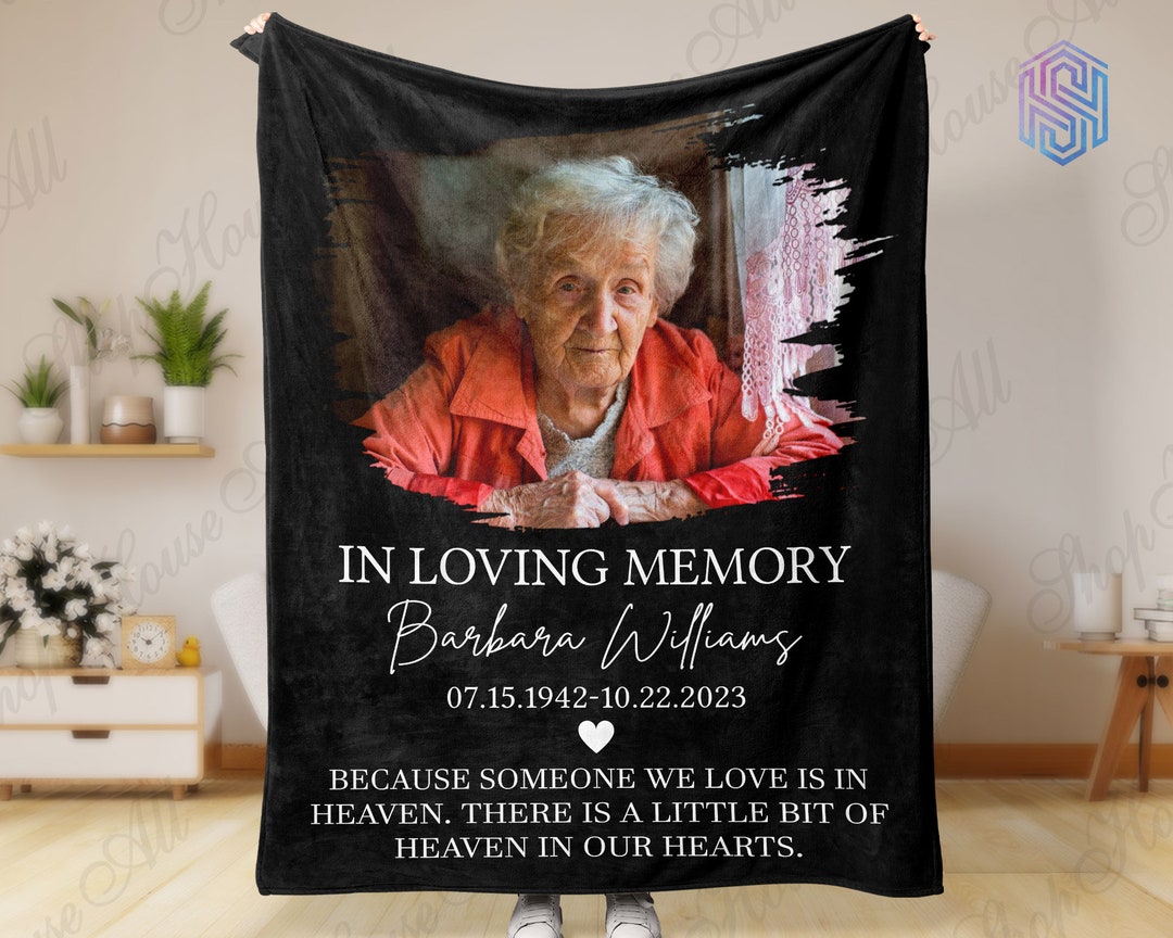 In Loving Memory Photo Blanket for Loss of Grandma, Custom Memorial ...