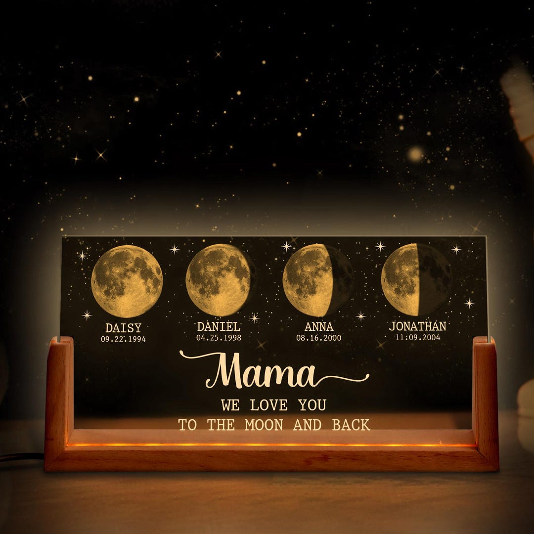 Personalized Moons Phase With Kids Names, Mothers Day Gift for Mom ...