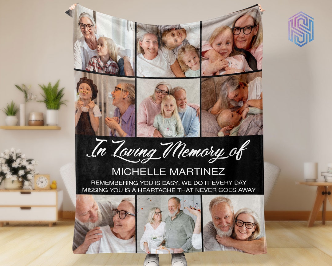 In Loving Memory Photo Blanket Loss of Mom - Memorial Blankets With ...