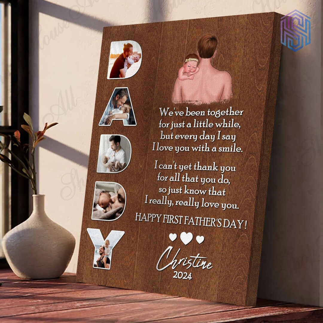 Daddy Photo Collage First Fathers Day Gift From Wife, Custom Daddy ...