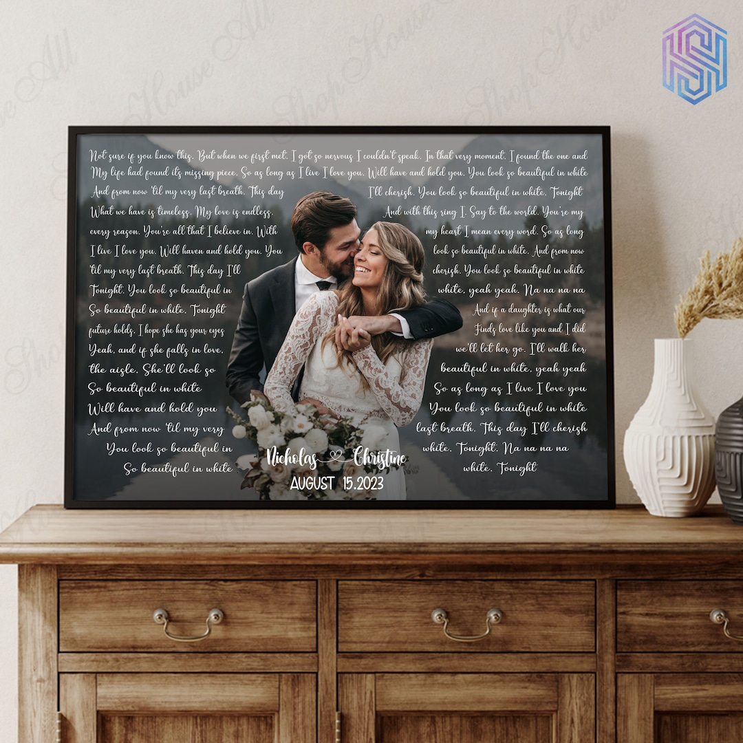 Custom Wedding Song Lyric With Photo, Valentine Gifts for Husband ...
