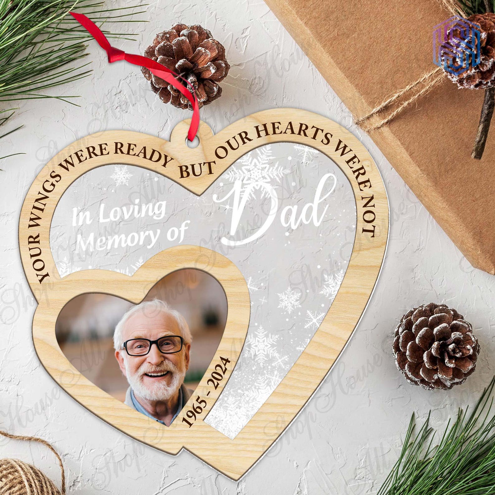 Custom Photo Dad Memorial Ornament, in Memory Ornament, Dad Remembrance ...