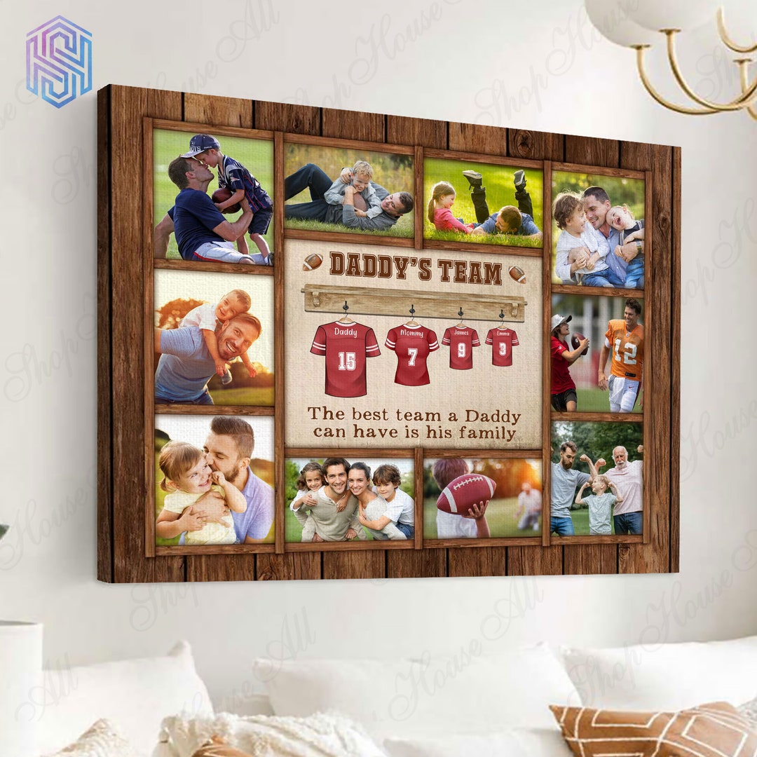 Custom Daddy's Football Team Photo Collage Gift for Dad, Fathers Day ...