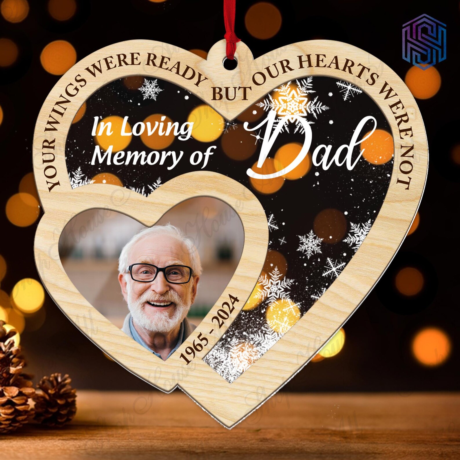 Custom Photo Dad Memorial Ornament, in Memory Ornament, Dad Remembrance ...