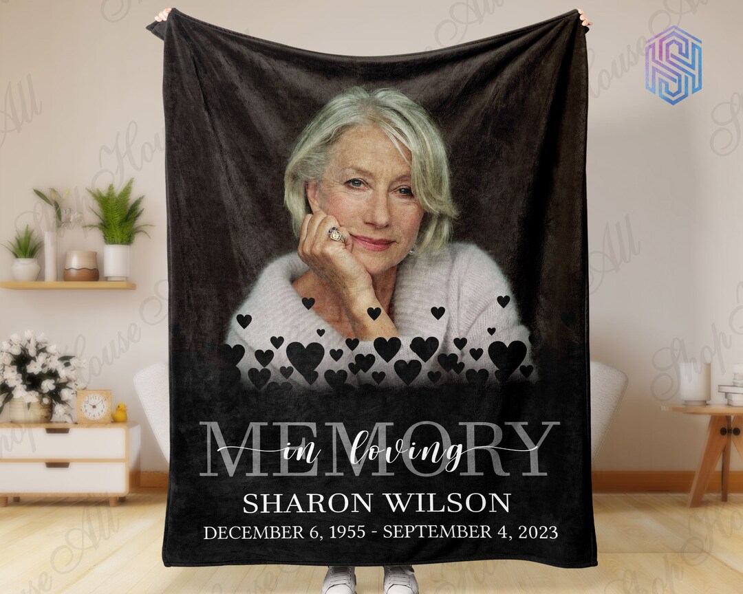 In Loving Memory Photo Blanket for Loss of Mother, Personalized ...