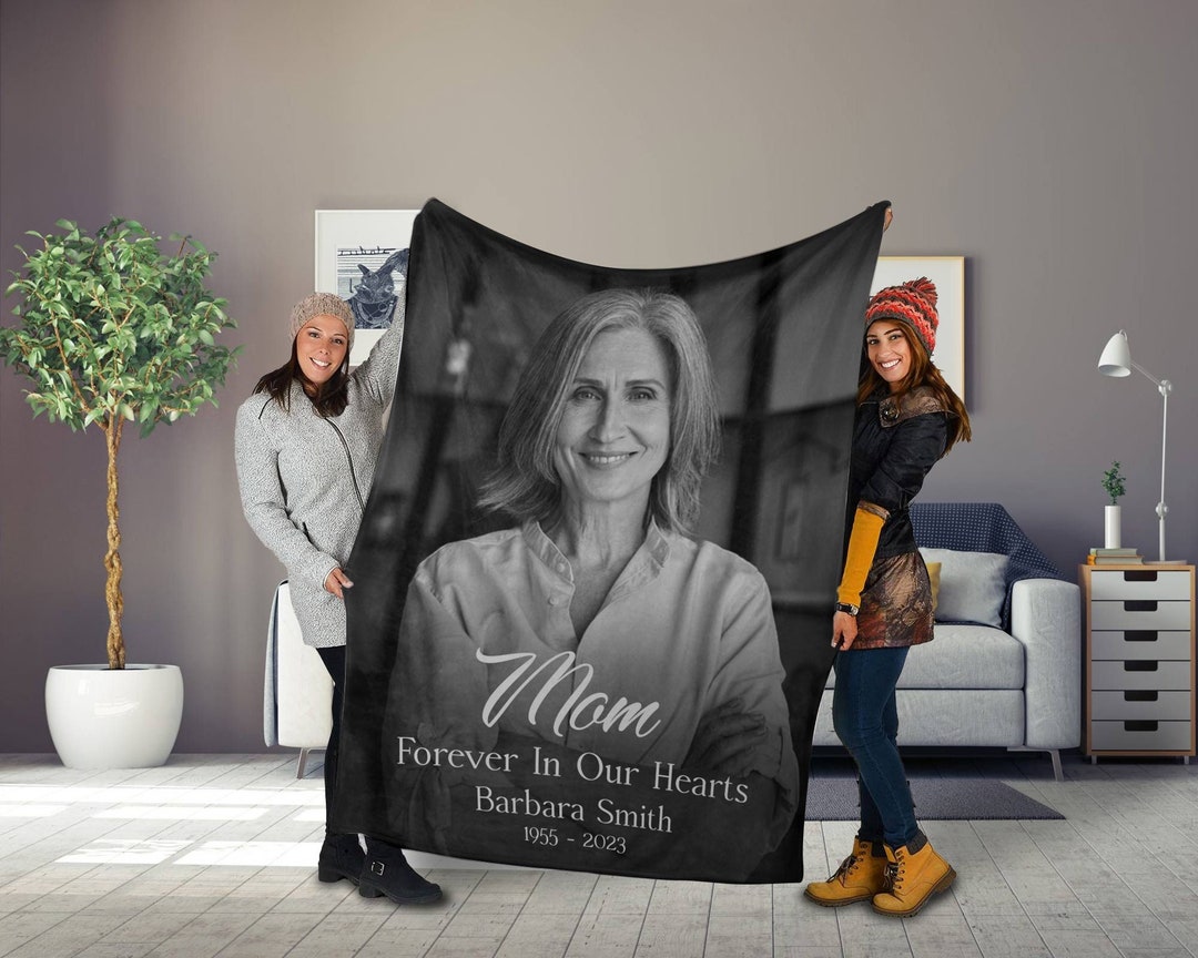 Memorial Blanket for Loss of Mom - Memory Blanket With Mom's Portrait ...