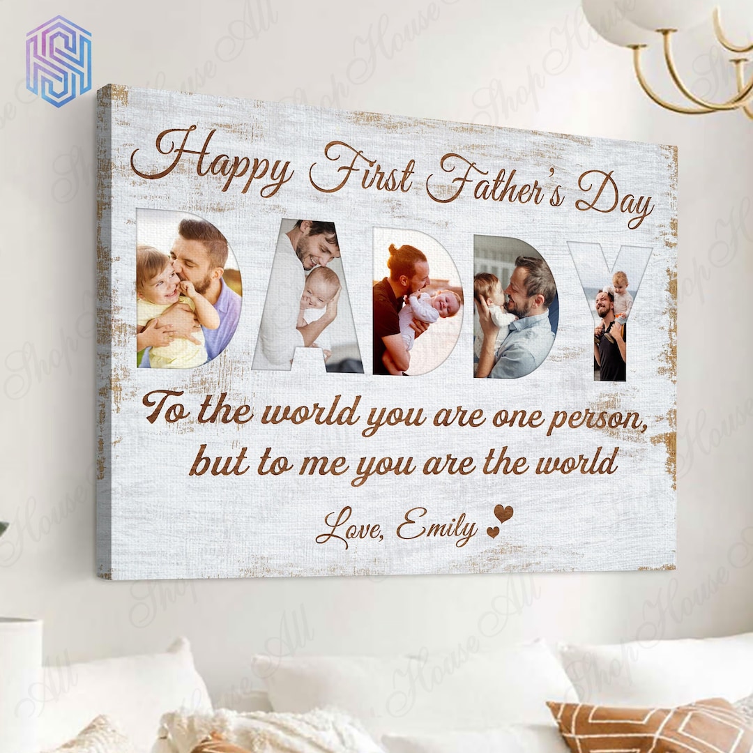 Daddy Photo Collage First Fathers Day Gift for New Dad, Custom Happy ...