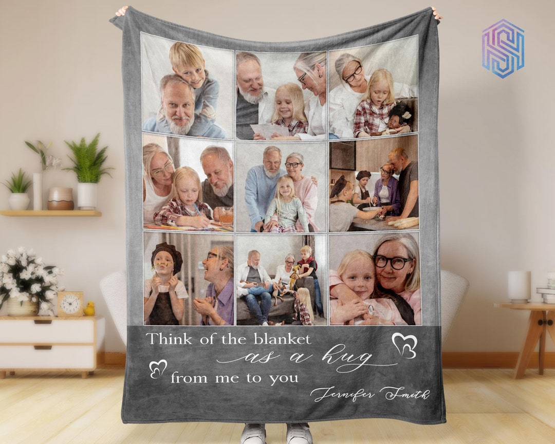 Memorial Blanket With Pictures for Loss of Mother, Father, Grandparent, Memory Photo Blanket ...