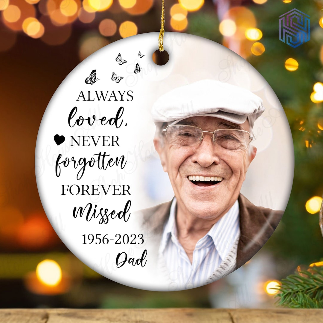Loss of Father Memory Ornament With Picture, Dad Memorial Ornament ...