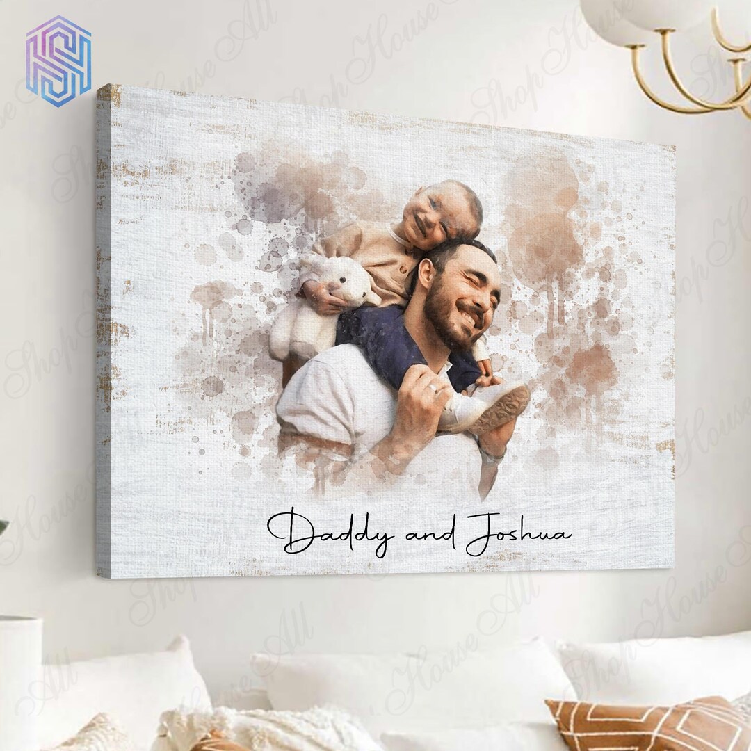 Custom Watercolor Portrait From Photo Gift for New Dad, Dad Portrait ...