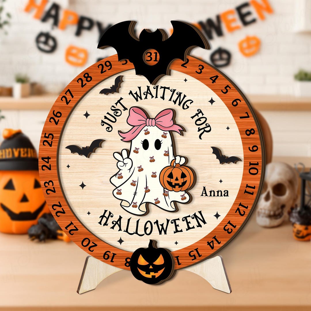 Halloween Countdown 2025, Cute Ghost Decor, Just Waiting for Halloween ...