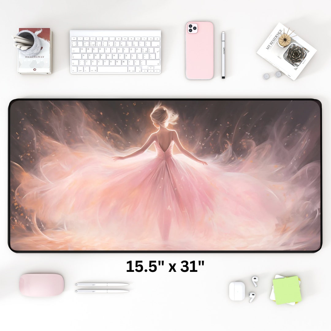 Pink Ballerina XL Mouse Pad, Balletcore Coquette Room Decor, Danish ...