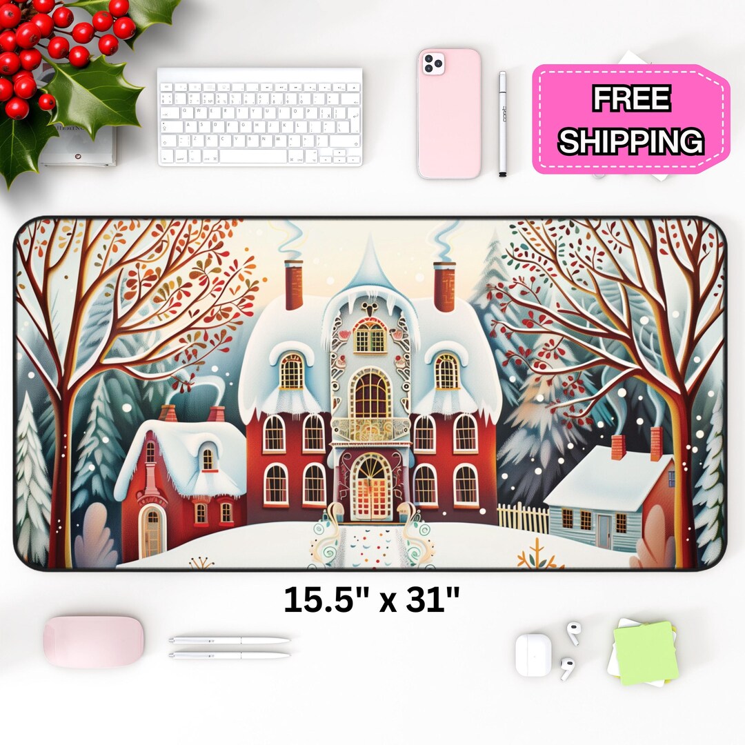 Christmas House Desk Mat, Personalized Custom XL Mouse Pad ...