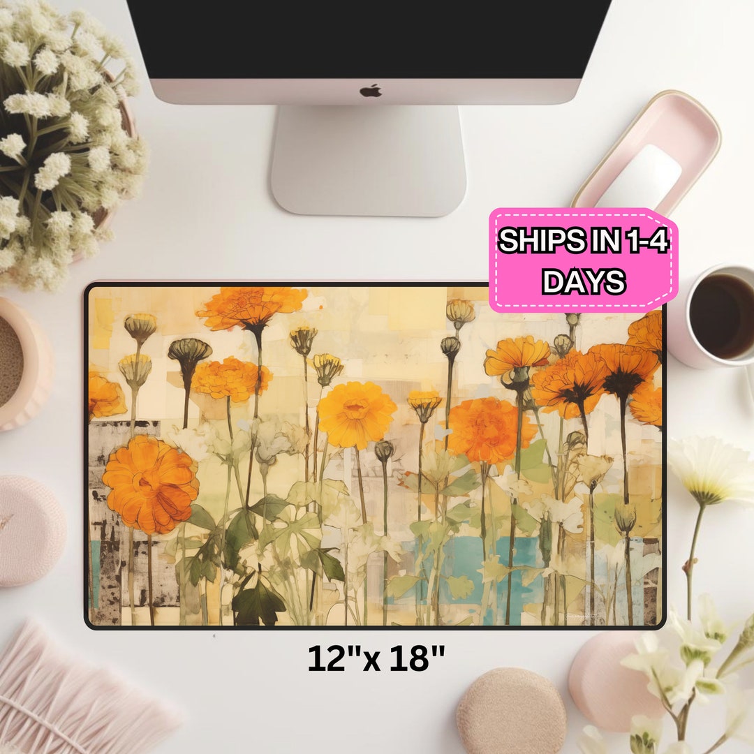 October Birth Flower Personalized XL Mouse Pad, Marigold Cottagecore ...